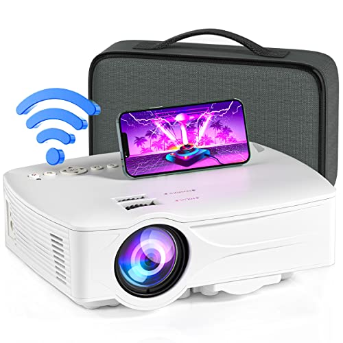 Laptop WiFi Projector Computer Portable Projector 1080P 7500L Video Movie Outdoor Home Cinema HDMI Multimedia 120" Keystone Correction Compatible with Smartphone EXCEL PPT iOS Android （White）