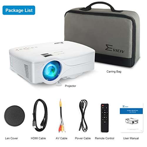 Laptop WiFi Projector Computer Portable Projector 1080P 7500L Video Movie Outdoor Home Cinema HDMI Multimedia 120" Keystone Correction Compatible with Smartphone EXCEL PPT iOS Android （White）