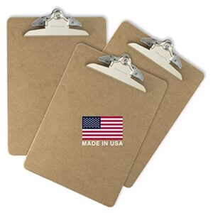 officemate recycled wood clipboard, letter size, 9″ x 12.5″ with 6″ clip, 3 pack (83133),brown