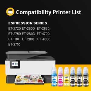 GILIMEDIA Compatible 522 Refill Ink Bottles for 502 T522 T502 Work with EcoTank ET-2720 ET-2760 ET-2800 ET-4700 ET-2803 ET-2750 ET-3750 ET-4750 ET-3760 ET-4760 Printer, 6-Pack