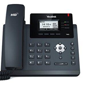 Yealink T40G IP Phone, 3 Lines. 2.3-Inch Graphical LCD. Dual-Port Gigabit Ethernet, 802.3af PoE, Power Adapter Not Included (SIP-T40G)