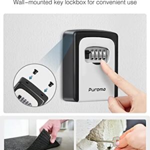 Puroma Key Lock Box Waterproof Combination Lockbox Portable Resettable Wall Mounted & Hanging Key Safe Lock Box for House Keys, Realtors, Garage Spare, Gray (1 Pack)