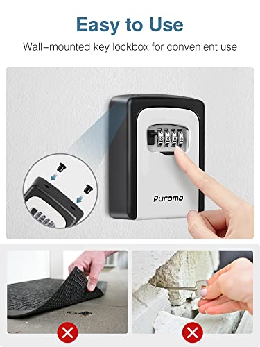 Puroma Key Lock Box Waterproof Combination Lockbox Portable Resettable Wall Mounted & Hanging Key Safe Lock Box for House Keys, Realtors, Garage Spare, Gray (1 Pack)