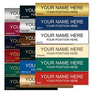 lasercrafting office desk name plate or wall / door sign – 2×8 or 2×10 – laser engraved sign – customize. holder/bracket available. choose colors and fonts. great gift idea.