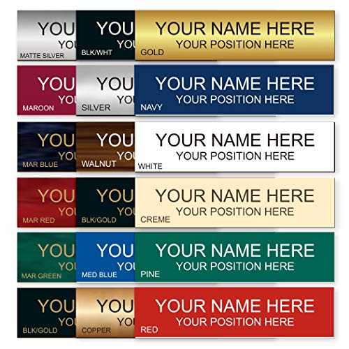 Lasercrafting Office Desk Name Plate or Wall / Door Sign - 2x8 or 2x10 - Laser Engraved Sign - CUSTOMIZE. Holder/bracket available. Choose colors and fonts. Great gift idea.