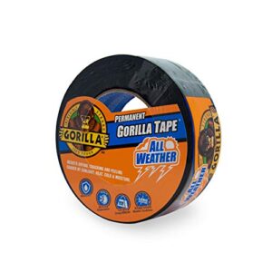 gorilla all weather outdoor waterproof duct tape, uv and temperature resistant, 1.88″ x 25 yd, black, (pack of 1)