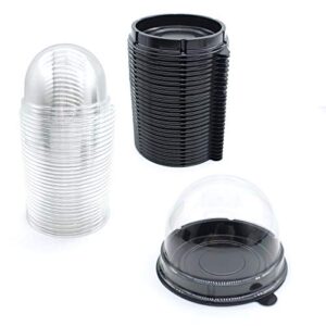 clear plastic mini cupcake container,50 pc mooncake boxes muffin pod dome muffin single cupcake holders individual cupcake containers plastic disposable (black, 50pc)