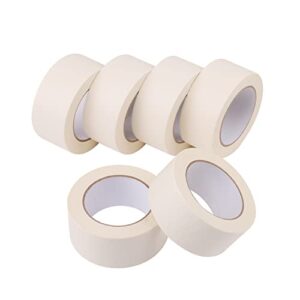 lichamp wide masking tape 2 inches, 6-pack white masking tape bulk multi pack, general purpose & high performance, 1.95 inches x 55 yards x 6 rolls (330 total yards)