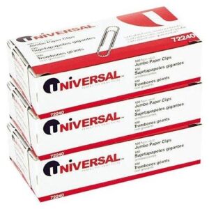 universal nonskid paper clips, wire, jumbo, silver-100 ct, 3 pk