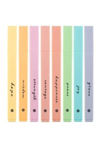 diversebee bible highlighters with soft chisel tip, 8 pack assorted colors pens no bleed, quick dry highlighters set, cute aesthetic markers, bible study journaling supplies and accessories (pastel)