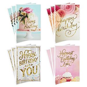 hallmark birthday cards assortment, balloons, cake, flowers (12 cards with envelopes)