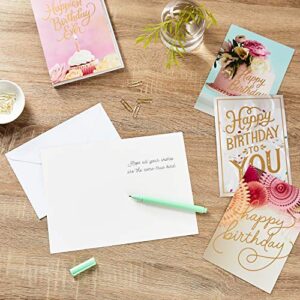 Hallmark Birthday Cards Assortment, Balloons, Cake, Flowers (12 Cards with Envelopes)