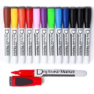 volcanics magnetic dry wipe pens dry erase markers with eraser cap low odor fine tip whiteboard pens pack of 12,10 colors