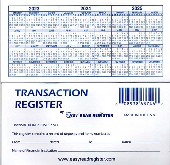 12 Check registers for Personal Checkbook - Checkbook Ledger Transaction Registers Log for Personal or Business Bank Checking Account, Saving Account, Deposit, Credit Card, and Large Booklet