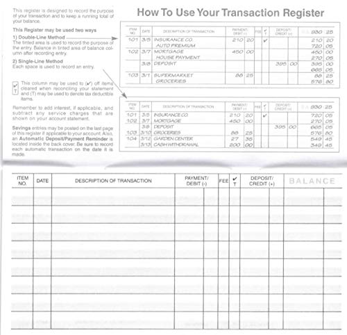 12 Check registers for Personal Checkbook - Checkbook Ledger Transaction Registers Log for Personal or Business Bank Checking Account, Saving Account, Deposit, Credit Card, and Large Booklet