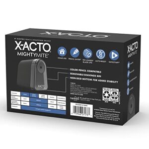 X-ACTO® Pencil Sharpener, Mighty Mite® Electric Pencil Sharpener with Pencil Saver®, SafeStart® Motor, Small Pencil Sharpener for Teacher and Homeschool Supplies, Black, 1 Count