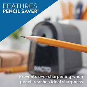 X-ACTO® Pencil Sharpener, Mighty Mite® Electric Pencil Sharpener with Pencil Saver®, SafeStart® Motor, Small Pencil Sharpener for Teacher and Homeschool Supplies, Black, 1 Count