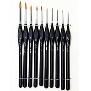 detail paint brushes set 10pcs miniature brushes for fine detailing & art painting – acrylic, watercolor,oil,models, warhammer 40k.