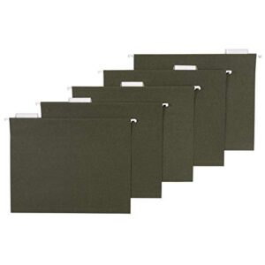 amazon basics hanging file folders, letter size, standard green, 1/5-cut tabs, 75 per box