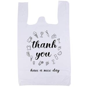 Foraineam 500 Ct Plastic Bags Thank You Reusable Grocery Bag - 13 x 7 x 21 inch, 15 mic, 0.6 mil T-shirts Carryout Shopping Bags