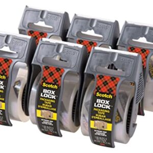 Scotch Box Lock Packaging Tape, 6 Rolls with Dispenser, 1.88 in x 800 in, Extreme Grip Packing, Shipping and Mailing Tape, Sticks Instantly to Any Box