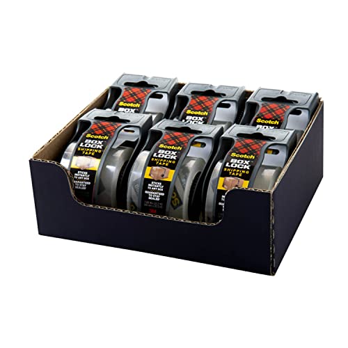 Scotch Box Lock Packaging Tape, 6 Rolls with Dispenser, 1.88 in x 800 in, Extreme Grip Packing, Shipping and Mailing Tape, Sticks Instantly to Any Box