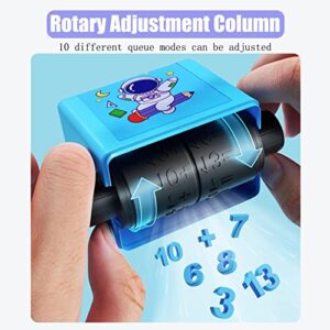 2Pcs Roller Digital Teaching Stamp, Addition and Subtraction Seal Arithmetic Artifact, Math Roller Stamp with Ink for School Teaching Supplies (2 Packs)