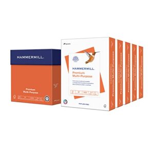 hammermill printer paper, premium multipurpose paper 24 lb, 8.5 x 11 – 5 ream (2,500 sheets) – 97 bright, made in the usa, 105810c