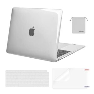 mosiso compatible with macbook air 13 inch case 2022, 2021-2018 release a2337 m1 a2179 a1932 retina display touch id, plastic hard shell&keyboard cover&screen protector&storage bag, transparent