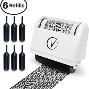 Identity Theft Protection Roller Stamps Wide Kit, Including 6-Pack Refills - Confidential Roller Stamp, Anti Theft, Privacy & Security Stamp, Designed for ID Blackout Security - Classy White