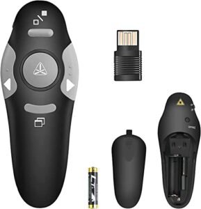 sspont presentation clicker for powerpoint, wireless presentation remote, laser pointer for presenter, slide show clicker, ppt/keynote/google slides/classroom, mac/windows/linux/laptop/macbook (jh08)