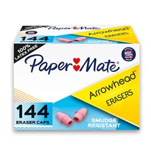 paper mate 73015 arrowhead pink pearl cap erasers, 144 count