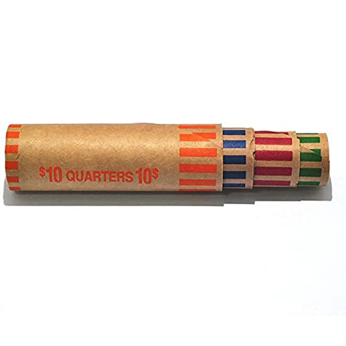 L LIKED 128 Assorted Preformed Coin Wrappers Rolls - Quarters, Pennies, Nickels and Dimes (128 Assorted)