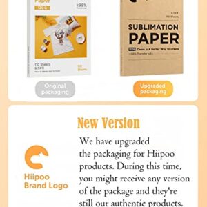 Hiipoo Sublimation Paper 8.5x11 Inch, Work with Sublimation Ink and E Sawgrass Inkjet Printers for Mugs T-Shirts Light Fabric and Other Sublimation Blanks (110 Sheets, 120G) (A-8.5x11)