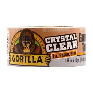 gorilla crystal clear repair duct tape, 1.88” x 18 yd, clear, (pack of 1)