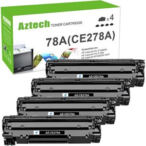 aztech compatible toner cartridge replacement for hp 78a ce278a hp p1606dn 1606dn m1536dnf 1536dnf mfp p1606 1606dn p1536 p1566 toner cartridge printer ink (black, 4-pack)