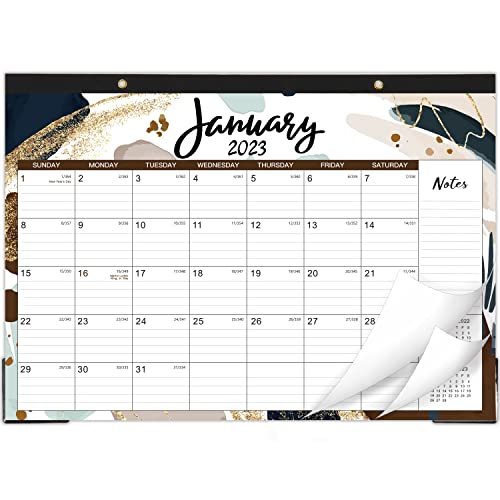 2023-2024 Desk Calendar - 18 Months Large Desk Calendar from Jan 2023 - Jun 2024, 17" x 12", Desk Calendar 2023-2024 with 2 Corner Protectors, Ruled Blocks with Julian Dates, Perfect Desk Calendar