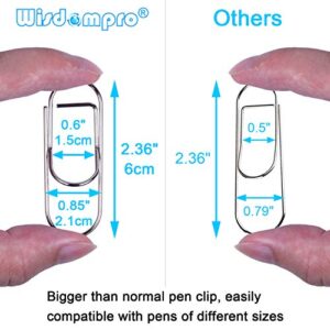 Wisdompro Pen Clip, 12 Pack Stainless Steel Pen Clip Holder for Notebook, Books, Journal, Clipboard, Paper, etc. - Fits Almost Any Pen Size (Silver)