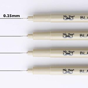 Mr. Pen- Black Fineliners, Fine Point Pens, 0.25mm, 4 Pack, Bible Pens No Bleed, Fine Tip Pens, Ultra Fine Point Pens, Black Fineliner Pens, Black Fine Point Pens, Black Art Pens, Fineliner Pen Black