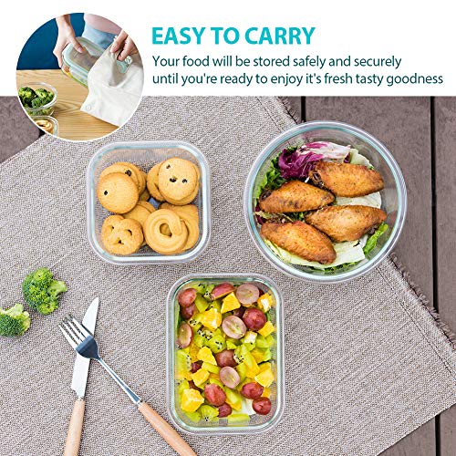 MUMUTOR Glass Food Storage Containers with Lids, [24 Piece] Glass Meal Prep Containers, Airtight Glass Bento Boxes, BPA Free & Leak Proof (12 lids & 12 Containers)