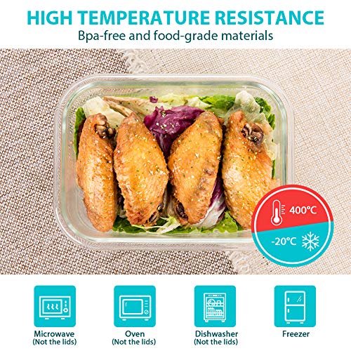 MUMUTOR Glass Food Storage Containers with Lids, [24 Piece] Glass Meal Prep Containers, Airtight Glass Bento Boxes, BPA Free & Leak Proof (12 lids & 12 Containers)