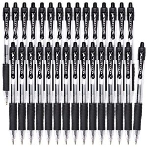 gel pens, 30 pack black gel pen fine point, retractable gel ink rollerball pens for smooth writing (0.7mm)