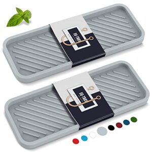 eg-sipro kitchen sink organizer tray,sponge holder for kitchen sink bathroom counter tray sponge caddy silicone soap holder for soap dispenser, bottle, dishwashing accessories(2-pack)