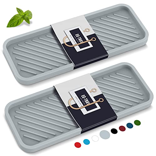 EG-SIPRO Kitchen Sink Organizer Tray,Sponge Holder for Kitchen Sink Bathroom Counter Tray Sponge Caddy Silicone Soap Holder for Soap dispenser, Bottle, Dishwashing Accessories(2-pack)