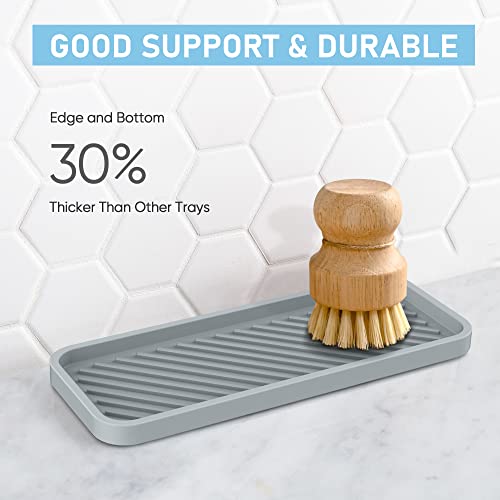 EG-SIPRO Kitchen Sink Organizer Tray,Sponge Holder for Kitchen Sink Bathroom Counter Tray Sponge Caddy Silicone Soap Holder for Soap dispenser, Bottle, Dishwashing Accessories(2-pack)