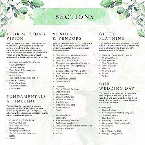 Wedding Planner & Organizer - Floral Gold Edition - Diary Engagement Gift Book & Bride To Be Countdown Calendar