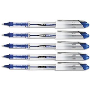 uniball vision elite roller ball pen, blue ink, bold 5 pens per order