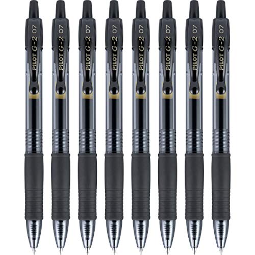 PILOT G2 Premium Refillable & Retractable Rolling Ball Gel Pens, Fine Point, Black, 8-Pack (15298)