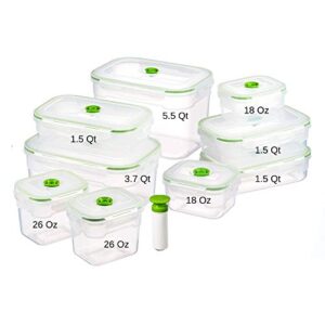 lasting freshness 19 piece vacuum seal food storage container set, rectangle