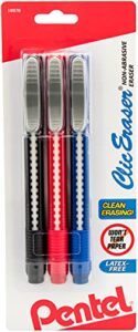 pentel clic retractable eraser with grip, 3 pack